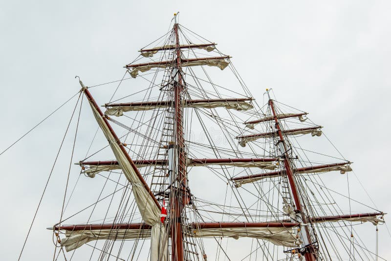 Yards and Sails on the Standing Rigging of a Square Rigger Stock Photo ...