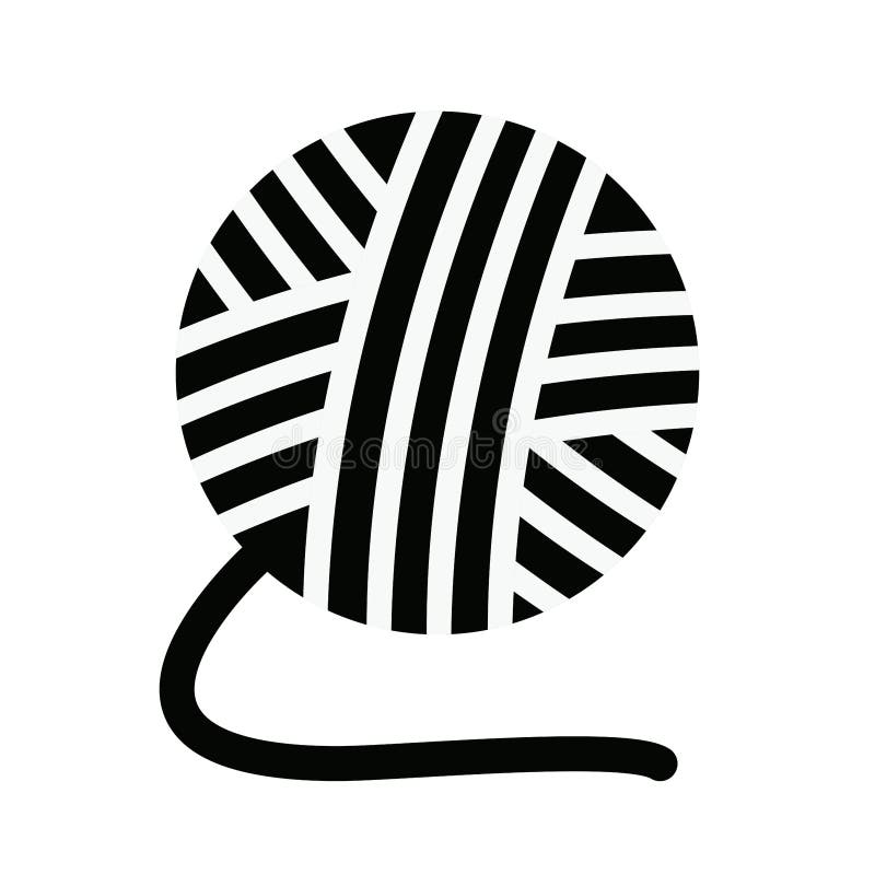 Yarn Ball for Knitting with Loose Thread Flat Vector Icon for Crafting ...