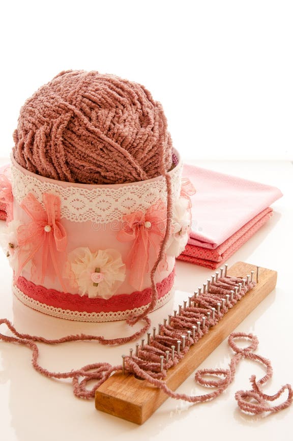 Yarn Ball with Loom Knitting Stock Image - Image of homemade, hobbies ...