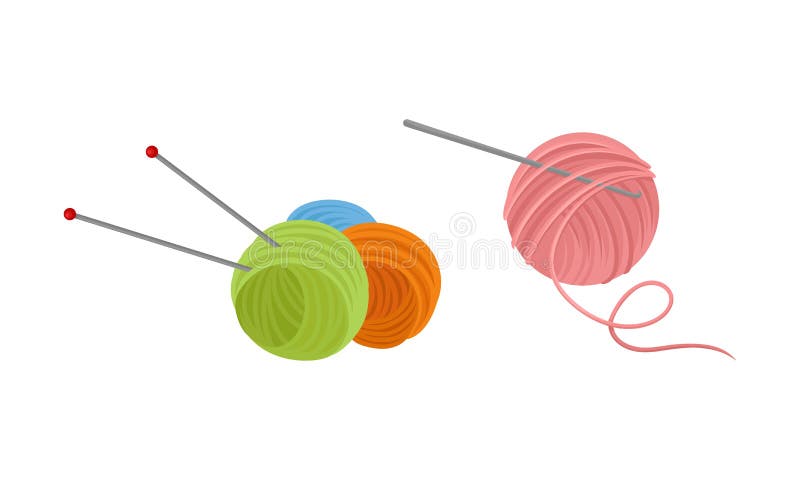 Ball of Wool or Crewel As Needlework Tool Vector Illustration Stock Vector - Illustration of ...