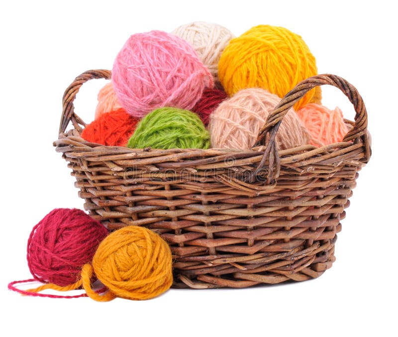 Yarn balls in the basket stock image. Image of woven - 65073573