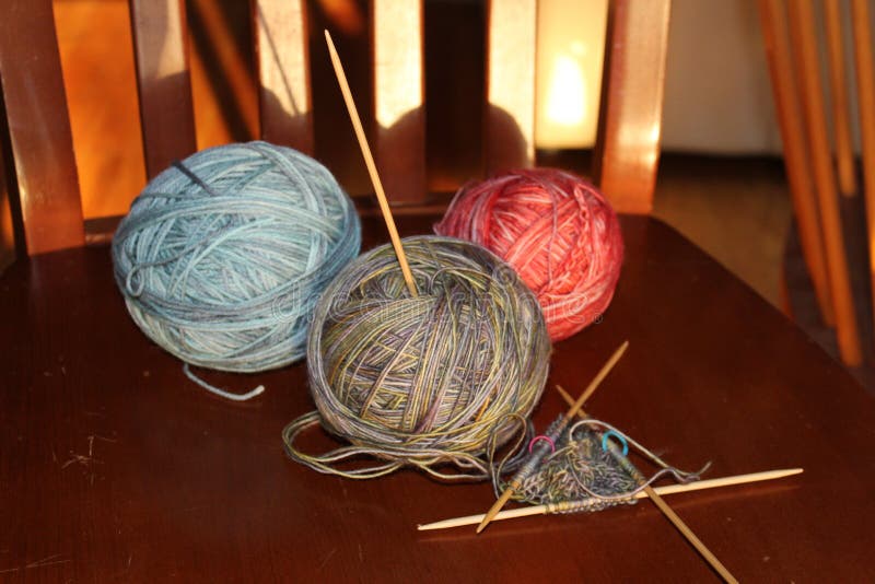 Yarn balls and knitting stock photo. Image of knitting - 97492642