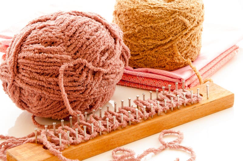 Yarn Balls with Loom Knitting Stock Photo - Image of pattern, crochet ...