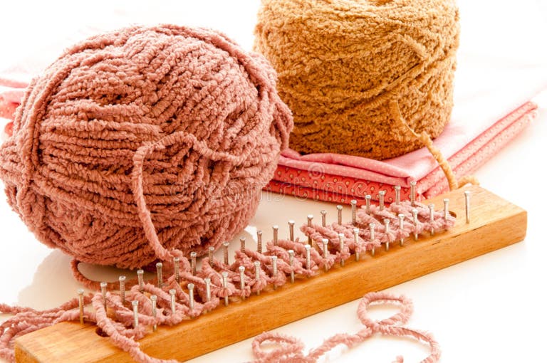 Yarn Balls with Loom Knitting Stock Photo - Image of pattern, crochet ...