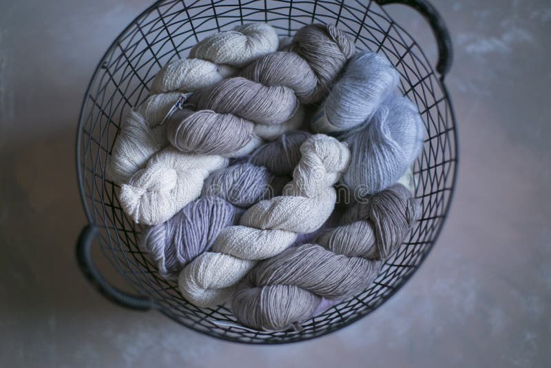Yarn in the basket stock image. Image of silk, knitted - 109171453