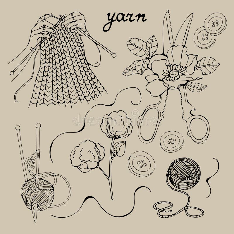Knit And Sew Graphic Elements Collection In Vector Stock Vector ...