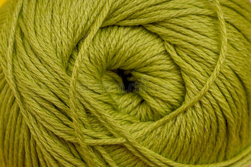 Yarn for Knitting Close-up Green Background. Stock Image - Image of ...