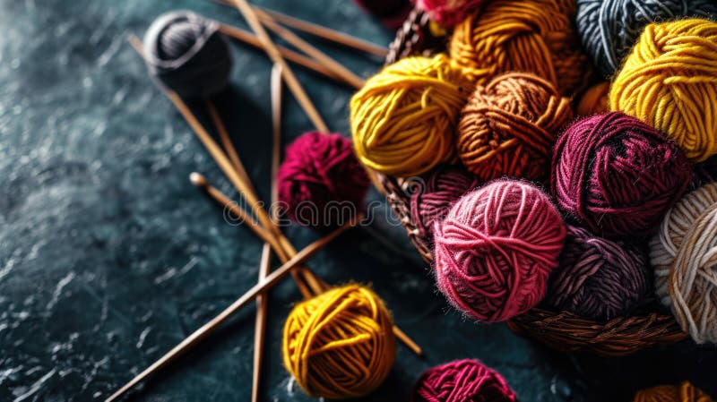 Yarn and Knitting Needles Placed on Table, Perfect for Craft Projects ...