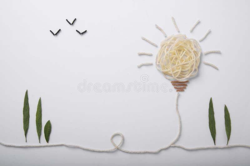 Yarn Light Bulb, Concept of New Ideas with Innovation Stock Image ...