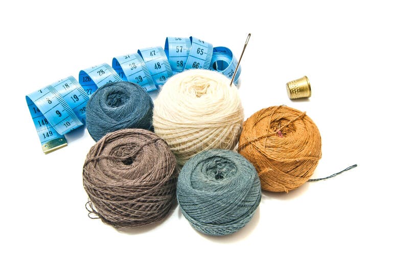 Yarn and metal thimble stock image. Image of embroidery - 51973415