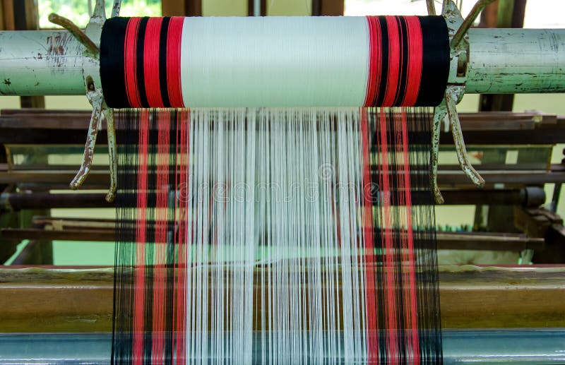 Yarn Pattern is Set Up on the Loom Bench and Ready To Weave Stock Image ...