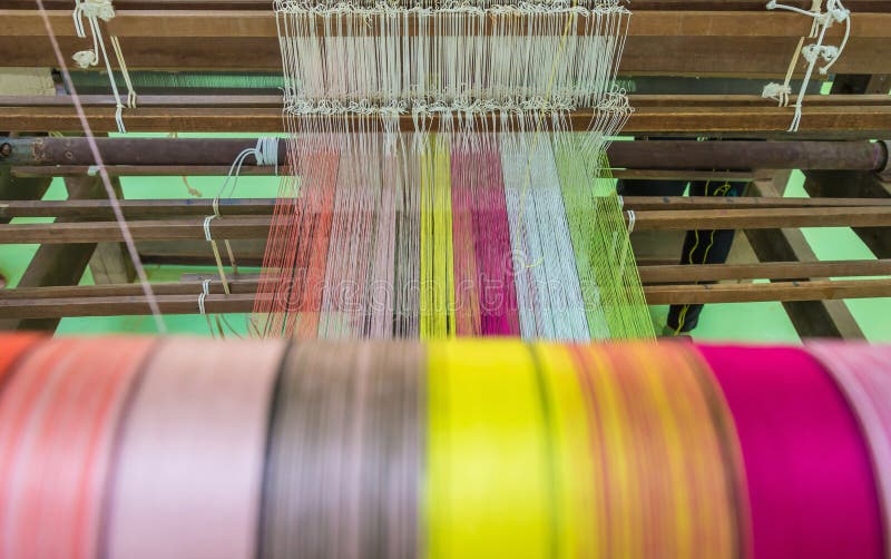 Yarn Pattern is Set Up on the Loom Bench and Ready To Weave Stock Photo ...