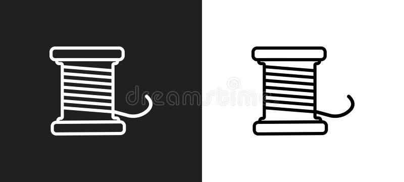 Yarn Spool Outline Icon in White and Black Colors. Yarn Spool Flat ...