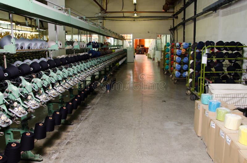 Textile Industry - Spinning Machine in a Textile Factory Stock Image ...