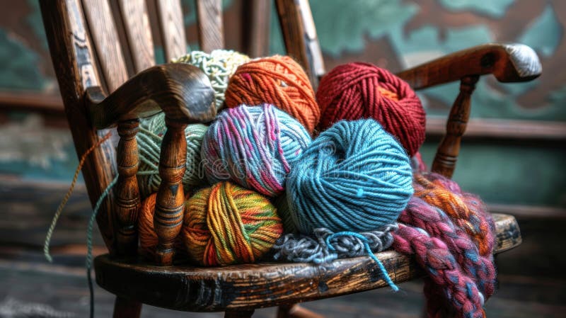 Yarn in a Tangle on a Rocking Chair Stock Photo - Image of cushioned ...