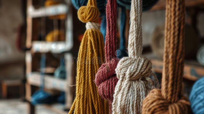 Yarn tangled around a loom stock photo. Image of crafting - 339384104