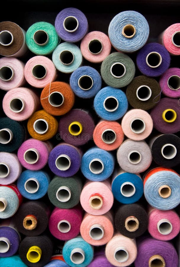 Thread Spools in Box Container Stock Photo - Image of hobby, clothing ...