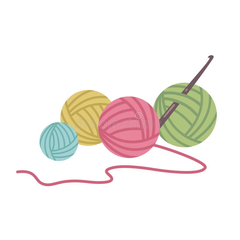 Yarn and Threads Isolated on White Background. Colour Balls of Yarn for ...