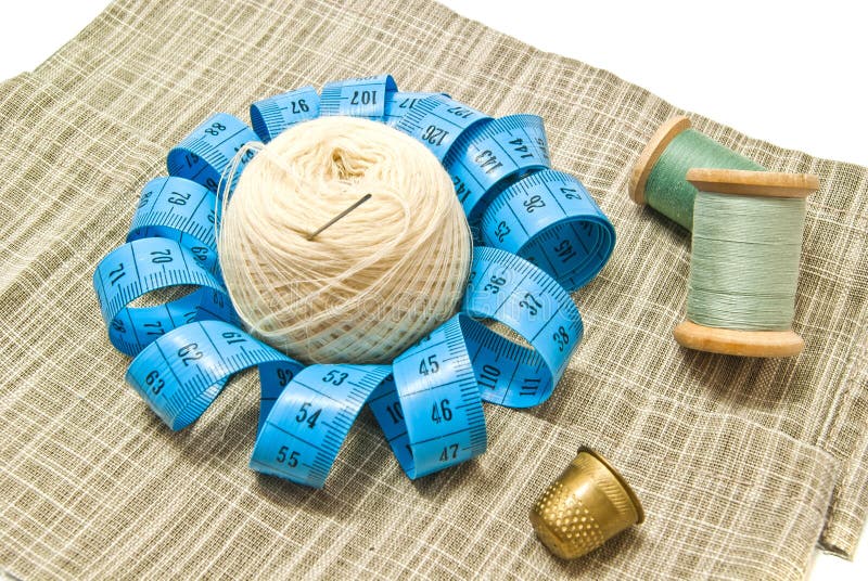 Yarn and Two Spools of Thread Stock Photo - Image of numbers, isolated ...