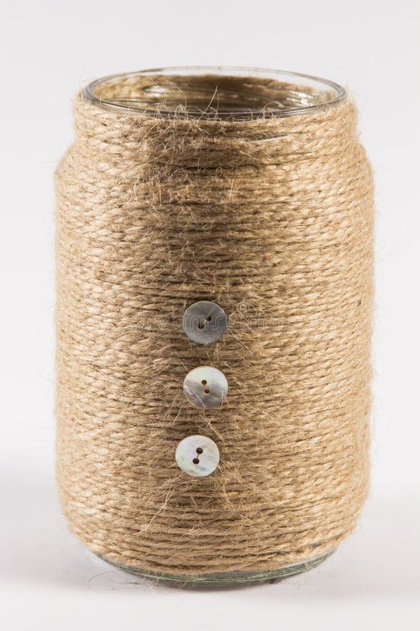 Yarn wrapped jar stock image. Image of creativity, bottle - 30083817