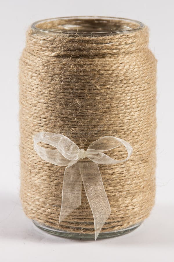 Yarn wrapped jar stock image. Image of creativity, bottle - 30083817