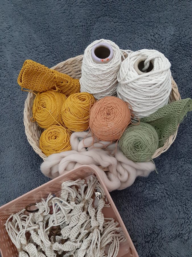 Yarns, Materials for Crochet, Macrame, Etc Stock Image - Image of ...