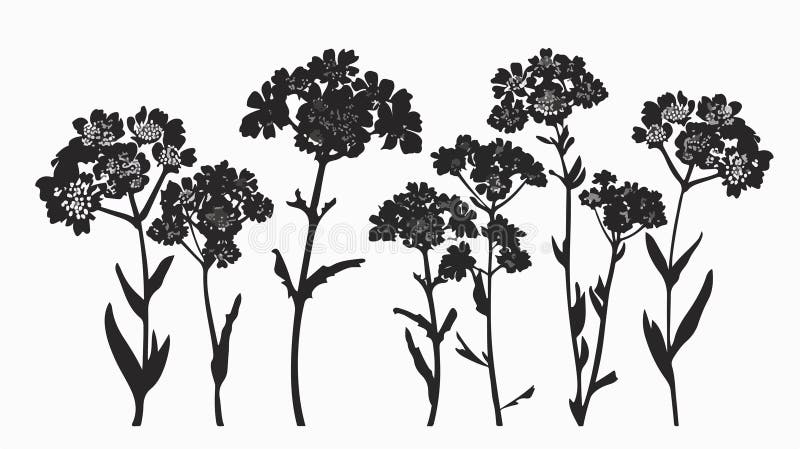Elegant Yarrow Flower Silhouette Vector Illustration Stock Vector ...