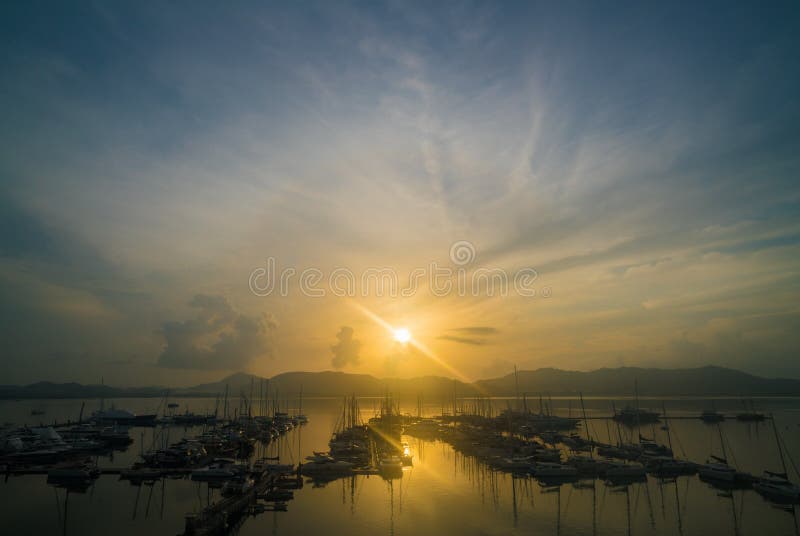 Yatch Harbor in Beautiful Sunrise Stock Photo - Image of style, ocean ...
