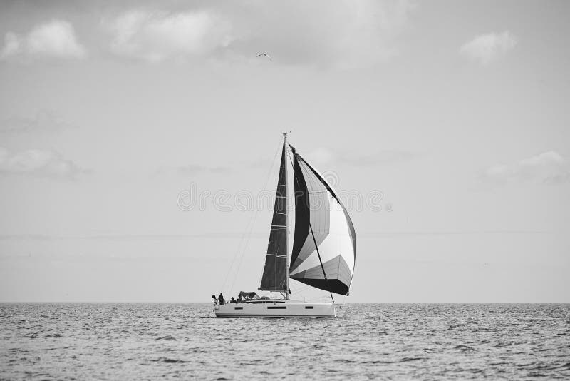 Yate De Lujo En El Mar. Blanco Y Negro Imagen editorial - Imagen de ...