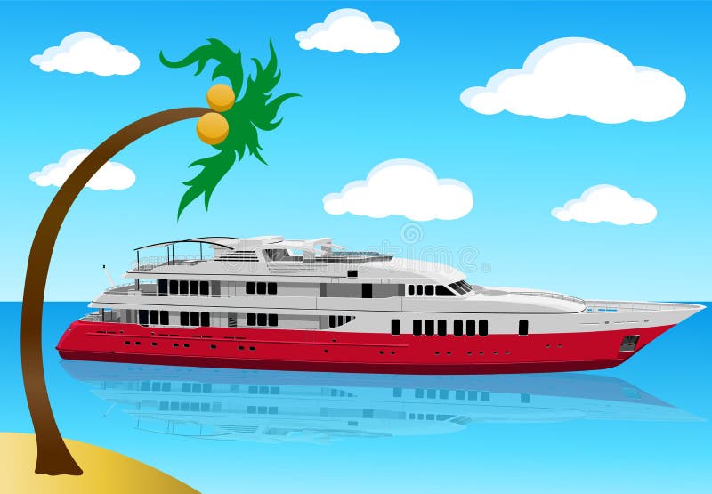 Yate moderno de lujo ilustración del vector. Ilustración de isla - 16970643