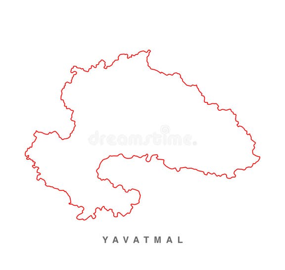 Yavatmal the Dist of Maharashtra Vector Map Line Drawing Stock ...