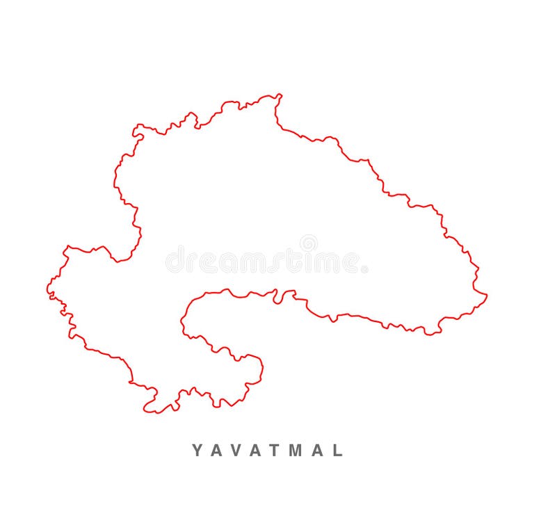Yavatmal the Dist of Maharashtra Vector Map Line Drawing Stock Vector ...