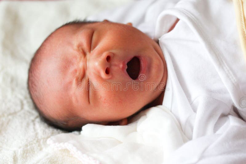 Yawning baby stock image. Image of crying, born, asian - 13582939