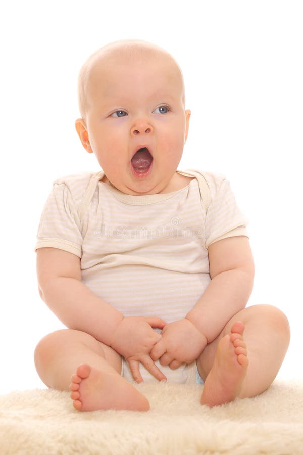 Satisfied Baby Thumbs Up Her Finger Isolated Stock Image - Image of ...