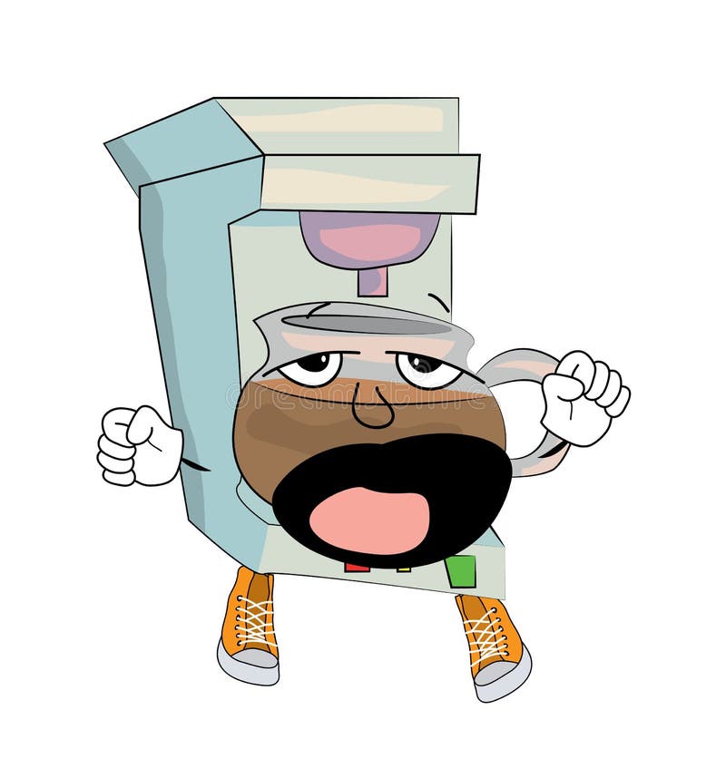 Sad Coffee maker cartoon stock illustration. Illustration of sadness ...