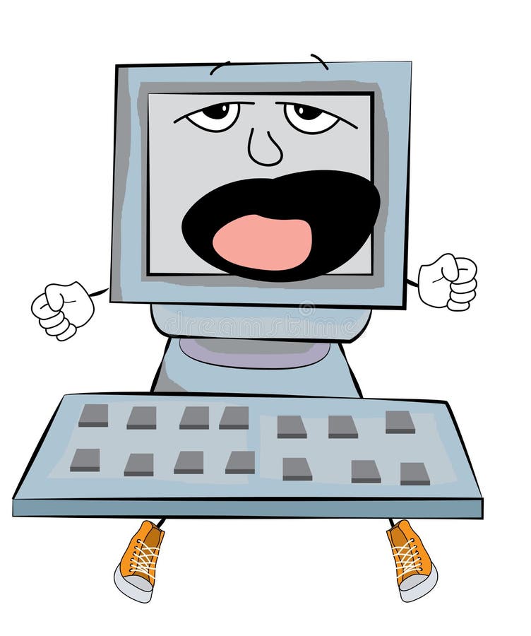 Sad Computer cartoon stock illustration. Illustration of character ...