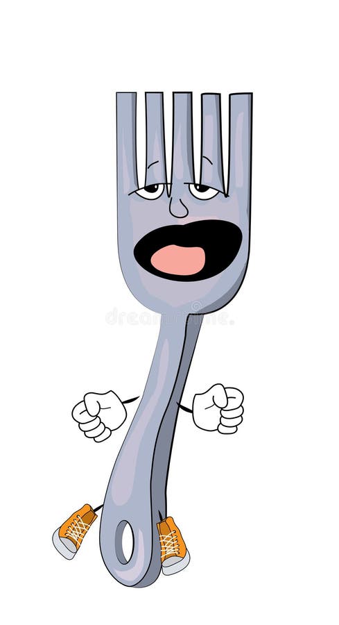 Sad fork cartoon stock illustration. Illustration of fork - 48730200