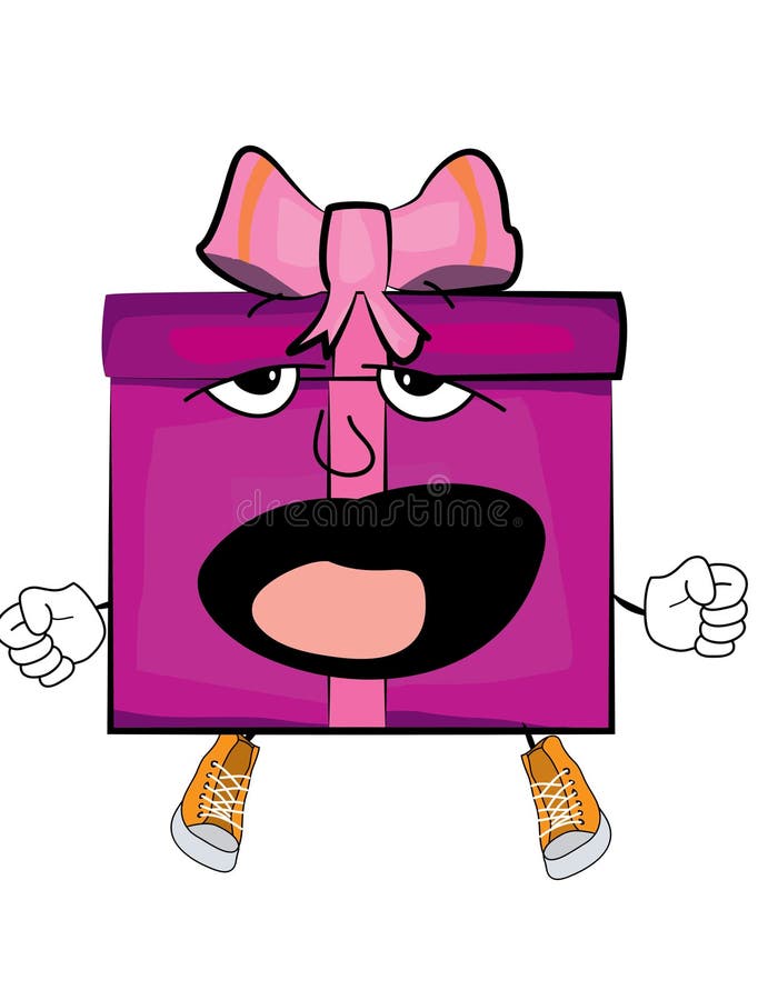 Sad present box cartoon stock illustration. Illustration of white ...