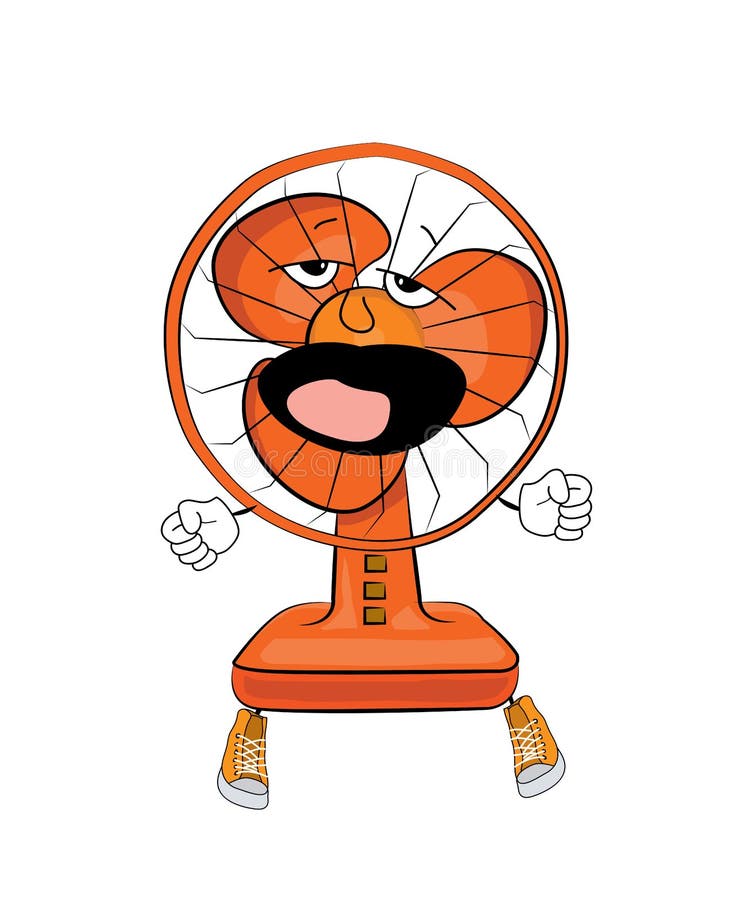Sad table fan cartoon stock illustration. Illustration of character ...