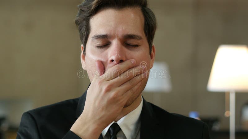 Yawning Tired Sleepy Man Portrait Stock Video - Video of looking ...