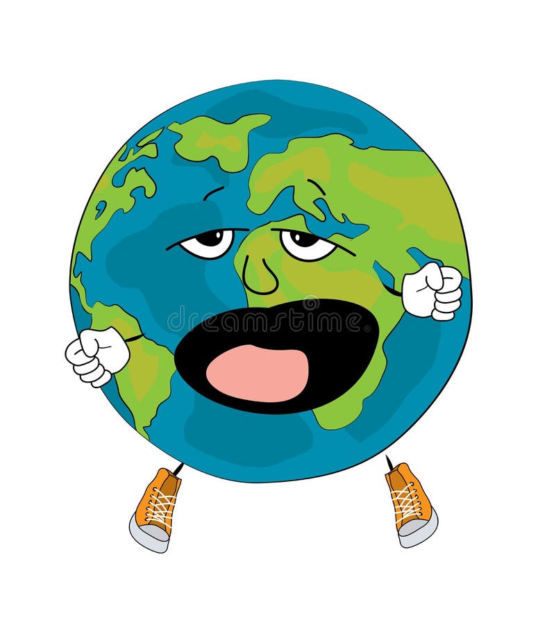 Yawning World Globe Cartoon Stock Illustration - Illustration of early ...