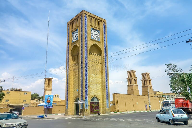 Clock Tower And Bahrain Financial Harbour Stock Image - Image of ...
