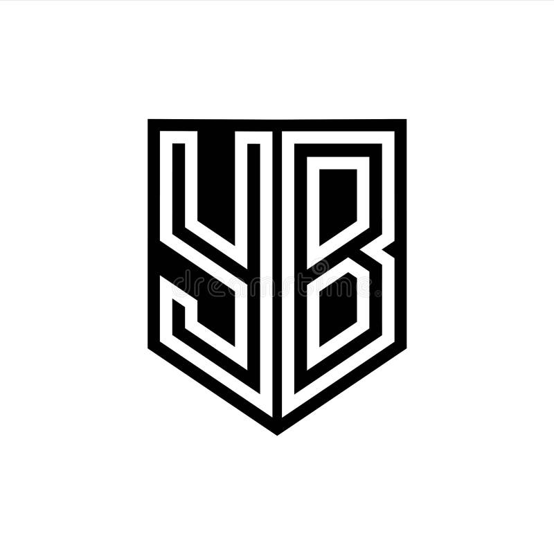 YB Logo Monogram Shield Geometric White Line Inside Black Shield Color ...