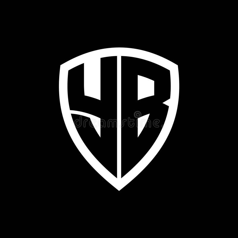 YB Monogram Logo with Bold Letters Shield Shape with Black and White ...