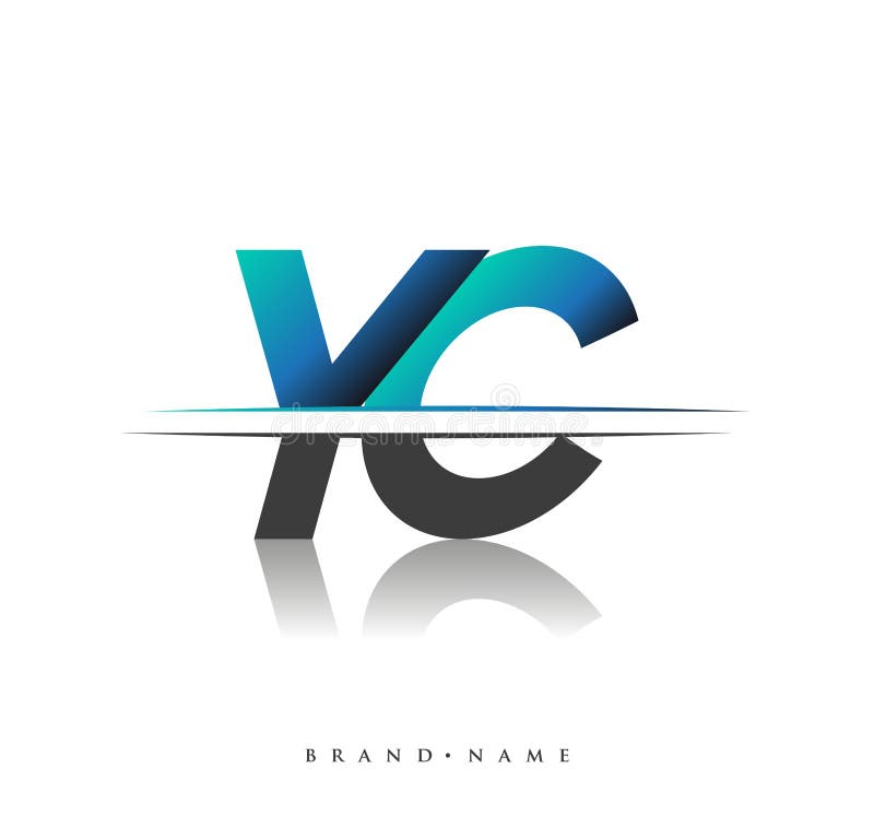 YC Initial Logo Company Name Colored Black and Blue, Simple and Modern ...