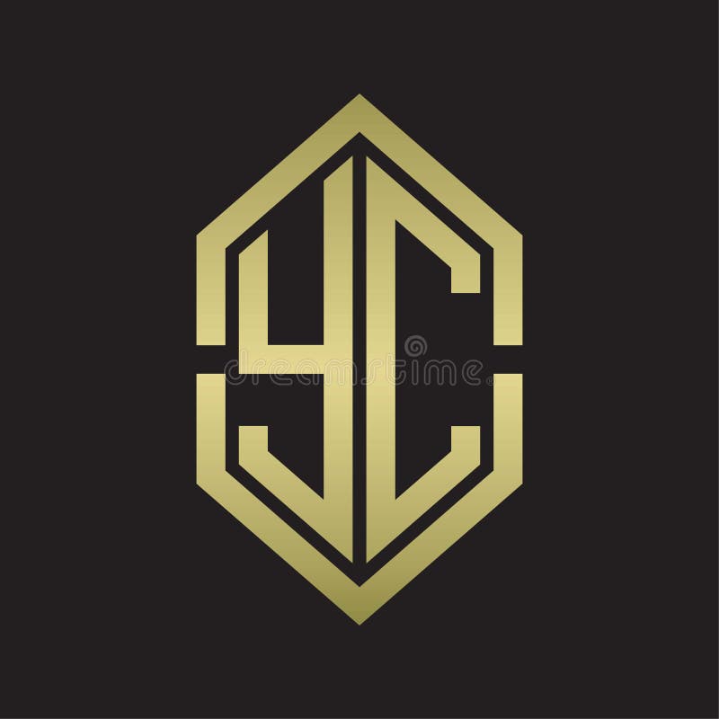 YC Logo Monogram with Hexagon Shape and Outline Slice Style with Gold ...