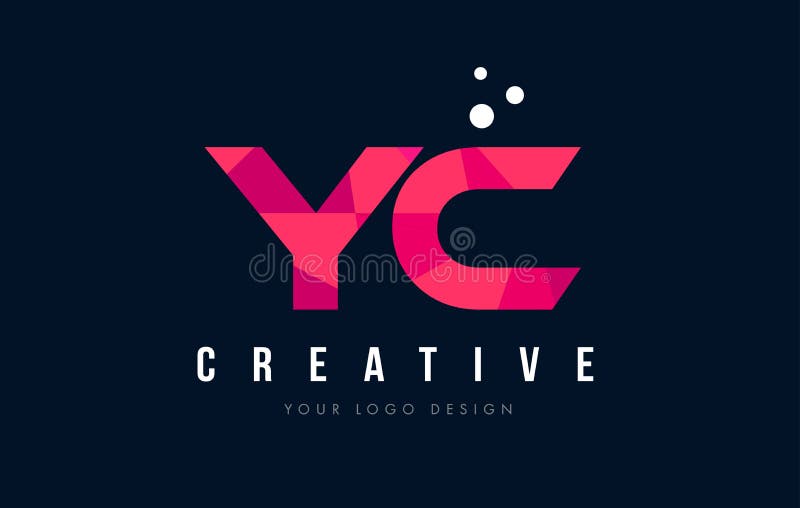 YC Y C Letter Logo with Purple Low Poly Pink Triangles Concept Stock ...