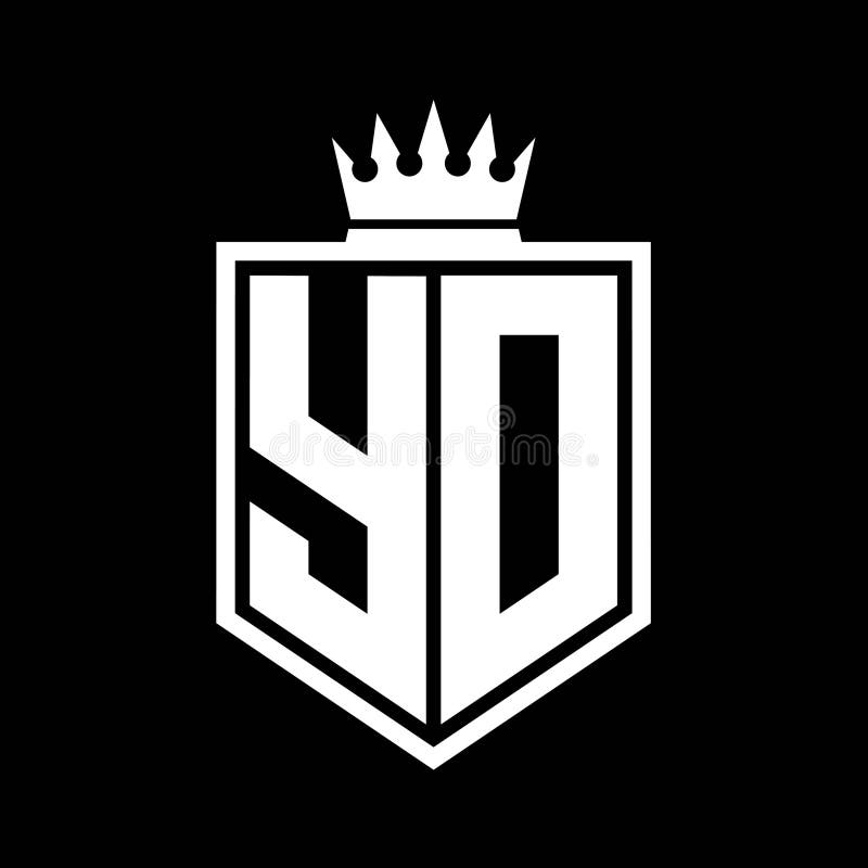 YD Logo Monogram Bold Shield Geometric Shape with Crown Outline Black ...