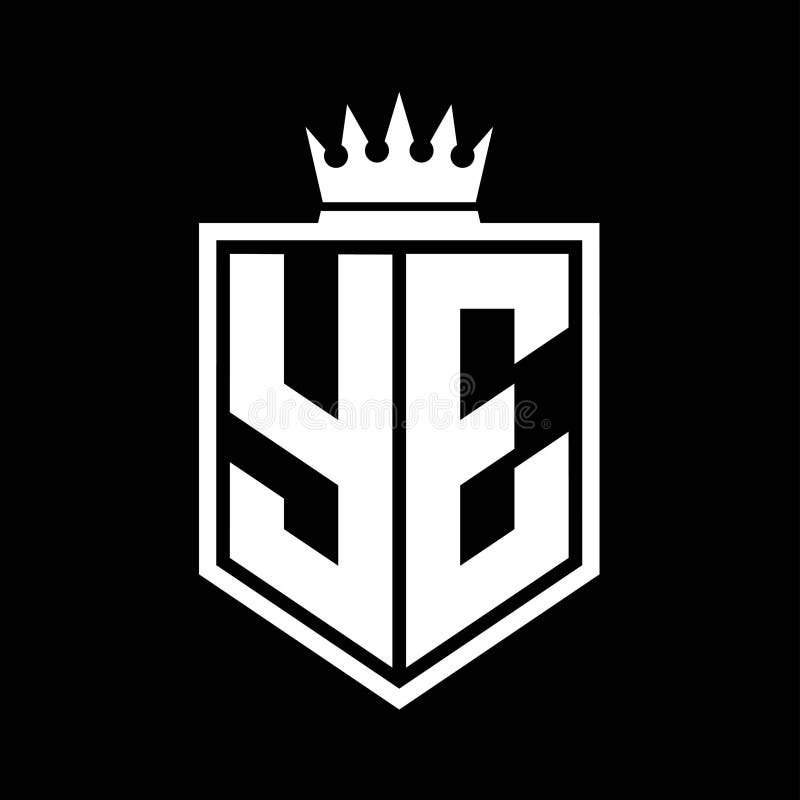 YE Logo Monogram Bold Shield Geometric Shape with Crown Outline Black ...