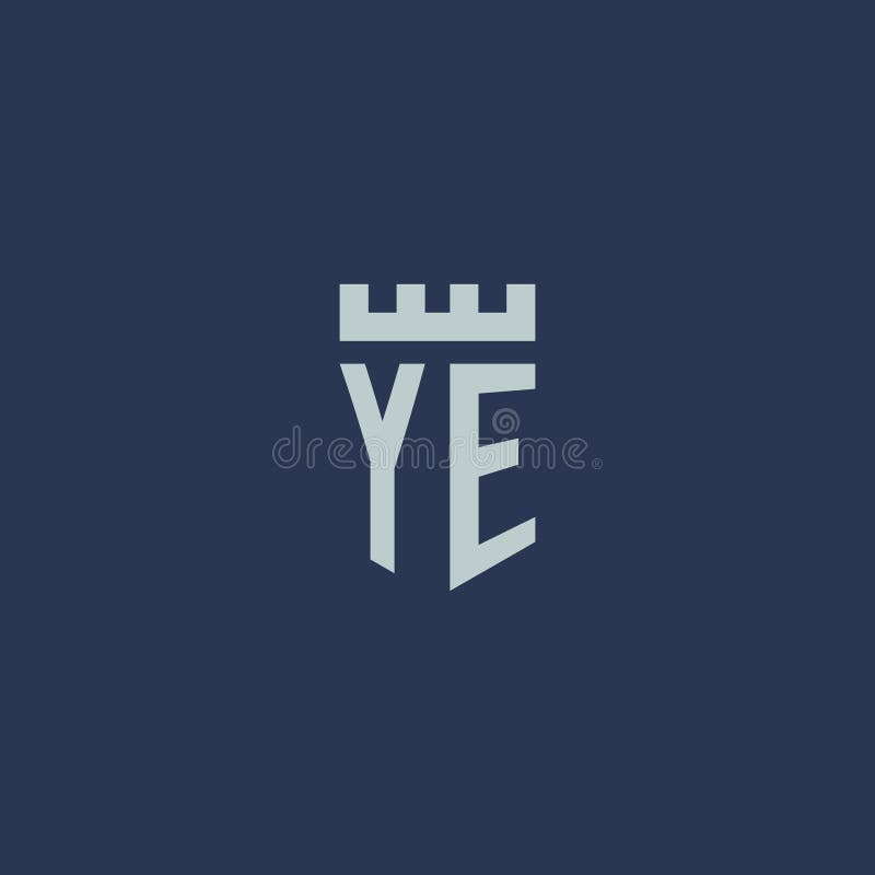 YE Logo Monogram with Fortress Castle and Shield Style Design Stock ...